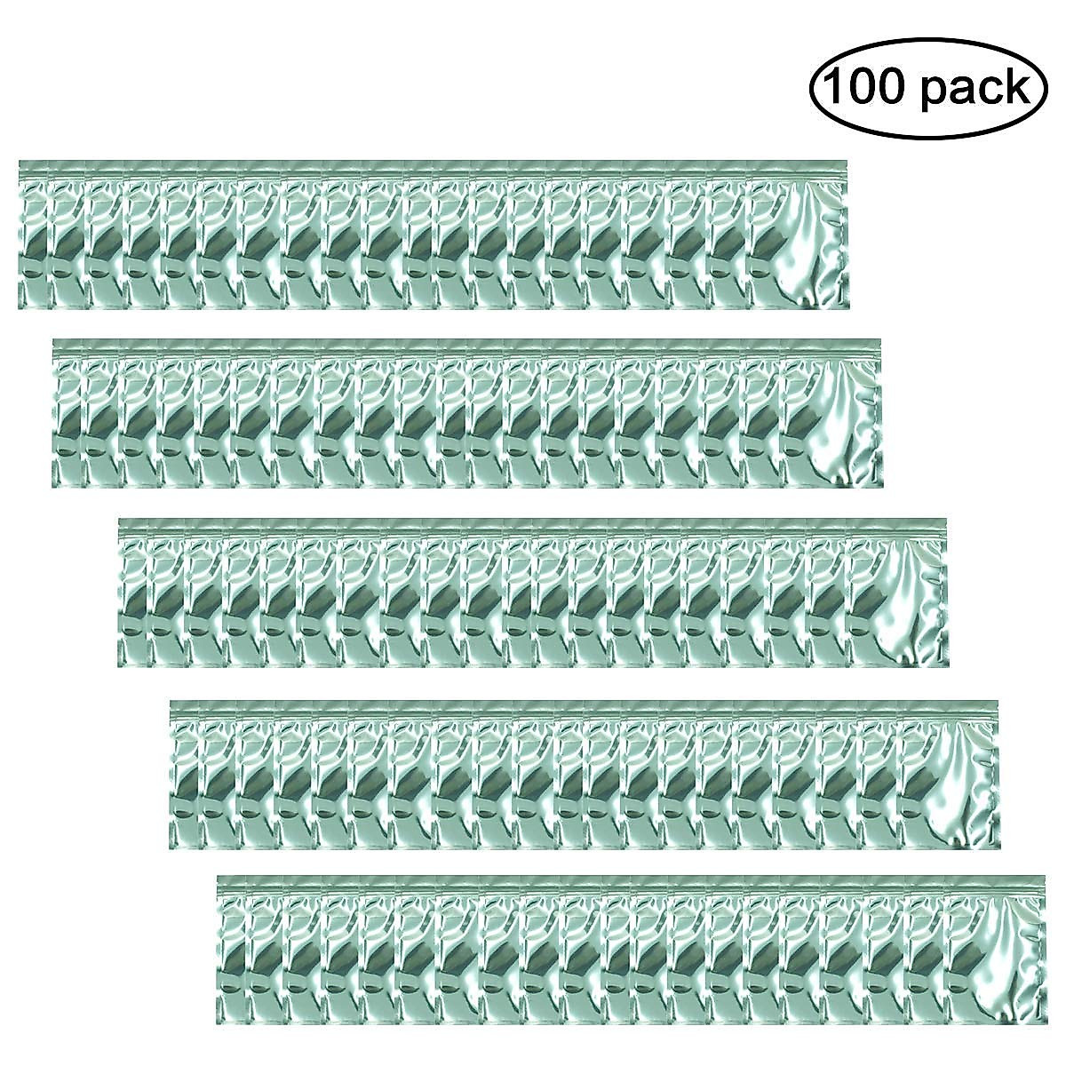 100pcs Resealable Packaging Bags Small Mylar Plastic Bags for Candy Coffee Beans Tea Dried Flowers Soap Sample Packaging, 5" x 7" Sizes, Aluminum Foil Heat Seal Pouch Smell Proof Storage Bags