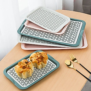 SYCOOVEN Drain Board, Countertop Drain Tray Tea Double Layer Home Organizer Serving Cup Mug Dish Rack(White,Size:S)