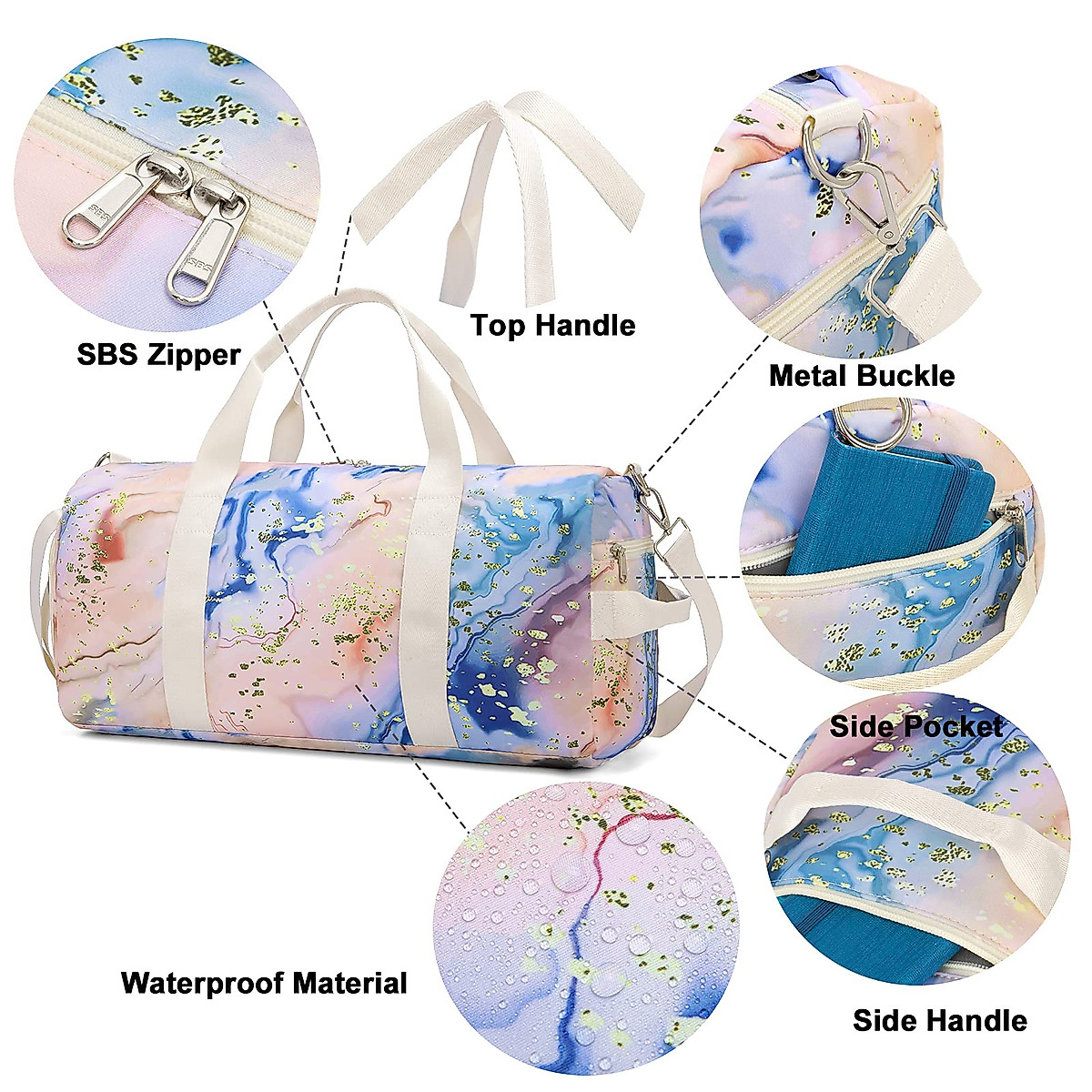 BLUBOON Sport Gym Duffle Bag for Women Girls Weekender Overnight Duffel Bag (Bronzing orange) 19.7"x9.5"x9.9"