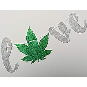 High on Love Silver Glitter Banner for Bachelorette Party Decorations Leaf (Silver)