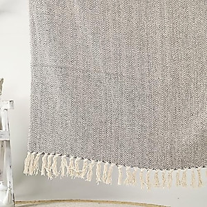 THE ART BOX Brown Throw Blanket for Sofa and Couch Cotton Reversible Chevron Striped Farmhouse Bed Throws Boho Indian Decorative Arm Chair Settee Cover - 50x60 Inches