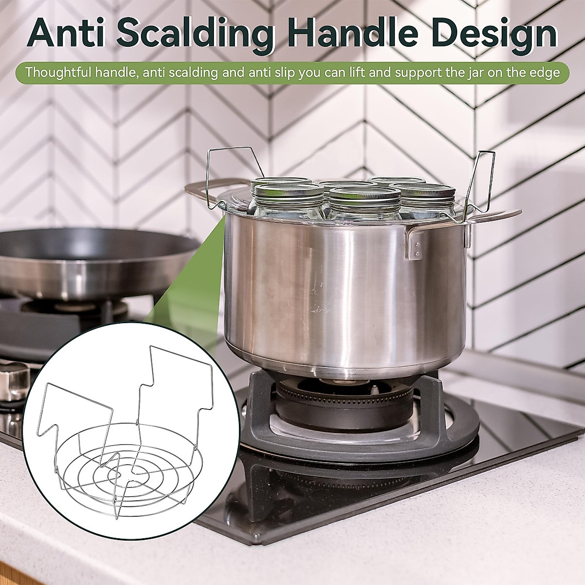 HERCHR Canning Rack, Stainless Steel Canning Rack with Handles for Regular Wide Mouth Mason Jars, 27.5cm