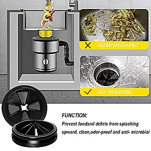 Garbage Disposal Splash Guards Sink Baffle Replacement for Evolution Series Drain Plugs Quiet Collar Food Waste Disposer Accessories 3 3/8" Inch