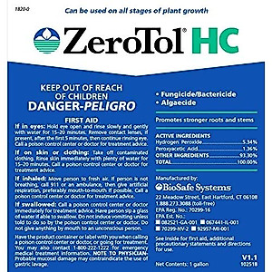 BioSafe ZeroTol HC Organic Disease Control Kills Mold and Mildew On Contact for All Plants, Fruits, Vegetables, Use Till Day of Harvest, One Gallon