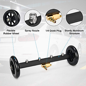 Kohree Undercarriage Pressure Washer Cleaner Attachment, 2 in 1 Underbody Car Washer Water Broom 16", Surface Cleaner for Pressure Power Washer with 3 Pcs Extension Wands 4000 PSI