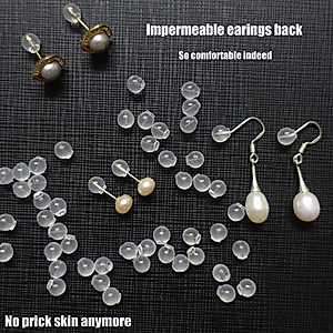 OwlkOrmy 102pcs Comfort Impenetrable Soft Safety Backs TPE Medical Grade Material (Same as Pacifier's) Fit with All Types of Earrings (Clear)