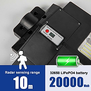 iReCaDaTa 1600W Solar Street Light Outdoor Dusk to Dawn Road Lamp Solar Flood Lights+Pole, IP67 Waterproof 640 LED 6500K LED Flood Outdoor Solar Powered with Motion Sensor for Yard, Path, Garden