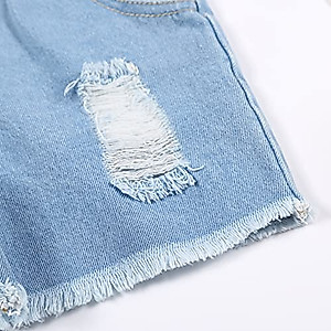iiniim Toddler Kids Girls Adjustable Straps Jean Shortall Overalls Denim Ripped Hot Pants Blue 6-12 Months