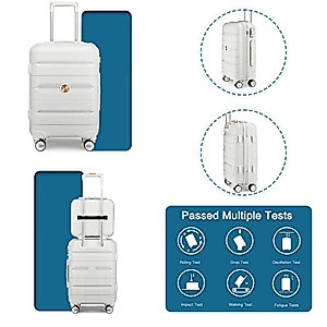 Somago Hardside Spinner Carry On Suitcase Lightweight Luggage Sets with TSA Lock (Creamy White, 14/20)