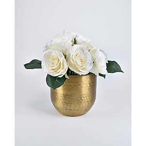 Serene Spaces Living Medium Antiqued Brass Vase - Simple Design with Curved Base Accent Piece, 5.75" Tall and 6" Diameter