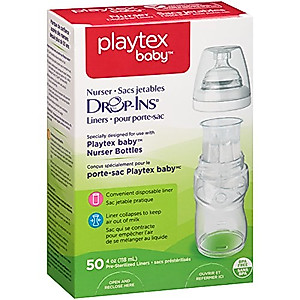Playtex Baby Nurser Bottles Drop-Ins Recyclable Disposable Liners, Pre-Sterilized, 4 Oz, 50 Count