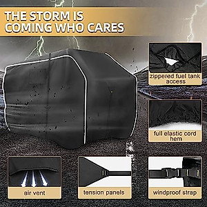 Zenicham 600D ATV Cover - Waterproof & Windproof 4 Wheeler Covers Outdoor Storage, Heavy Duty Quad Wheeler Cover Accessories Fit for Polaris Yamaha Suzuki Honda, 95" L * 50" W * 48" H, Black
