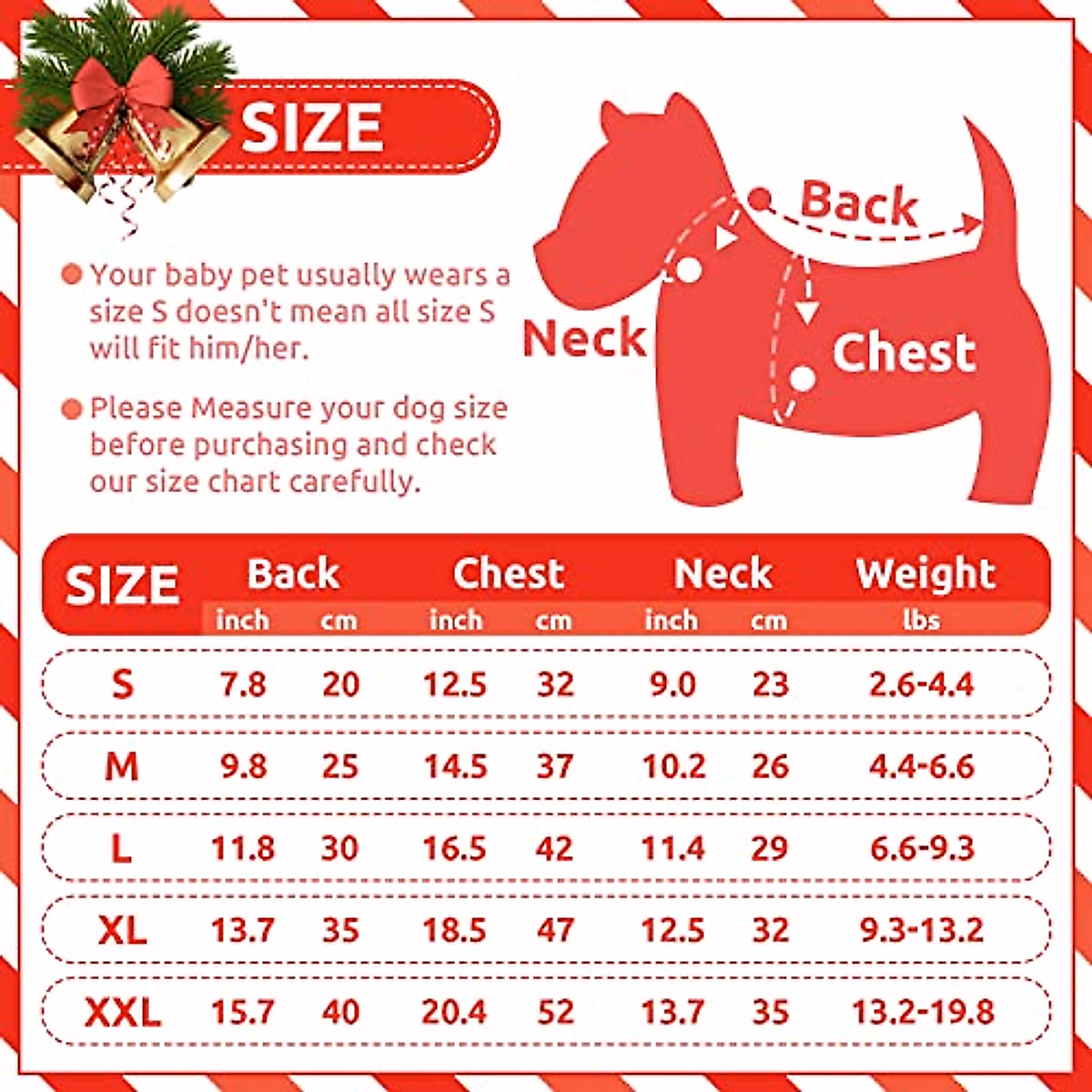 BAEJMJK Dog Winter Dress Bowknot Warm Girl Puppy Christmas Dress Cute Doggie Clothes for Small Dogs Cats Rabbit(Red,Large)