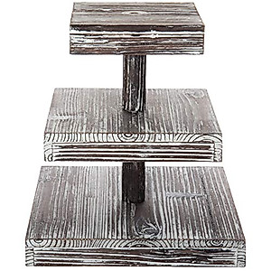 MyGift 3-Tier Torched Wood Cupcake Stand, Dessert Appetizer Serving Tray Tower
