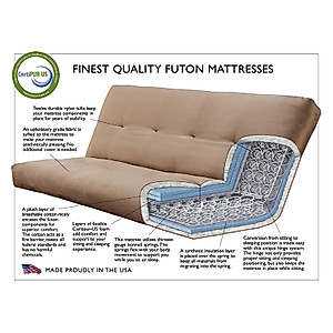 Jerry Sales Tucson Rustic Walnut Frame and Mattress Set with Choice to add Drawers, 8 Inch Innerspring Futon Sofa Bed Full Size Wood (Marmont Mocha Matt, Frame and Drawers)