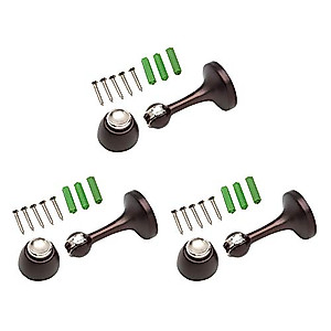 Magnetic Door Stop 3in. Catch Protects and Holds Premium-Grade (3-Pack, Oil-Rubbed Bronze)