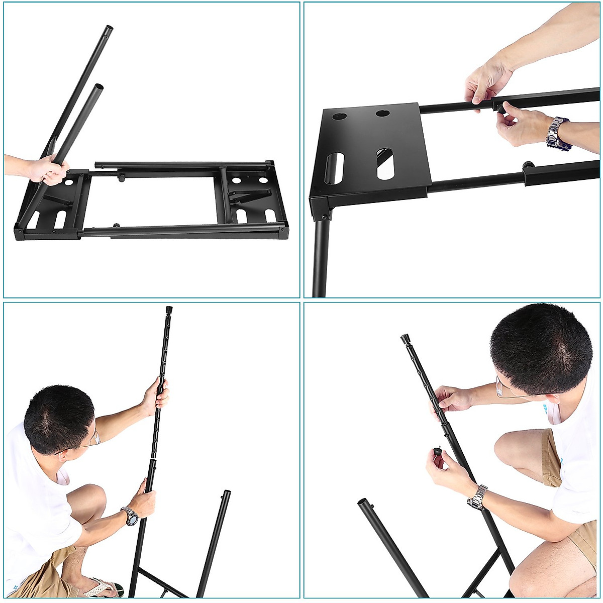 Neewer Collapsible Piano Keyboard Stand for 61-key / 76-key / 88-key Keyboard with Adjustable Height from 25.6"to 43.3"/65cm to 110cm and Length from 29"to 51.2"/73cm to 113cm, Black