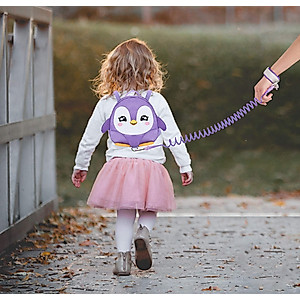 JIANBAO Penguin Toddler Backpacks with Leashes Anti Lost Wrist Link for 1.5 to 3 Years Kids Girls Boys Safety (Penguin, Purple)