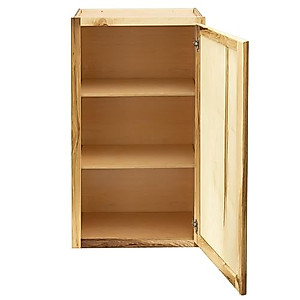 Quicklock RTA (Ready-to-Assemble) 30" Tall Wall Kitchen Cabinets - Shaker Style | 100% Hardwood | Made in America | Soft Close Hardware (Rustic Hickory, 12" D x 24" W x 30" H)