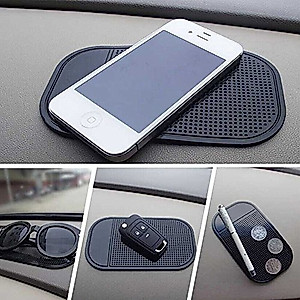 Car Dashboard Non Slip Mat, Bysameyee 5-Pack Anti-Slide Sticky Extra-Thick Dash Pad for Radar Detector, Cell Phone, Keys, Glass, Mirrors, Metal, GPS, Coins
