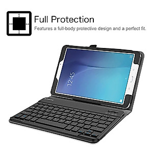 FINTIE Keyboard Case for Samsung Galaxy Tab E 9.6 - Slim Fit PU Leather Stand Cover with Premium Quality [All-ABS Hard Material] Removable Wireless [Long Life Battery] Bluetooth Keyboard, Black