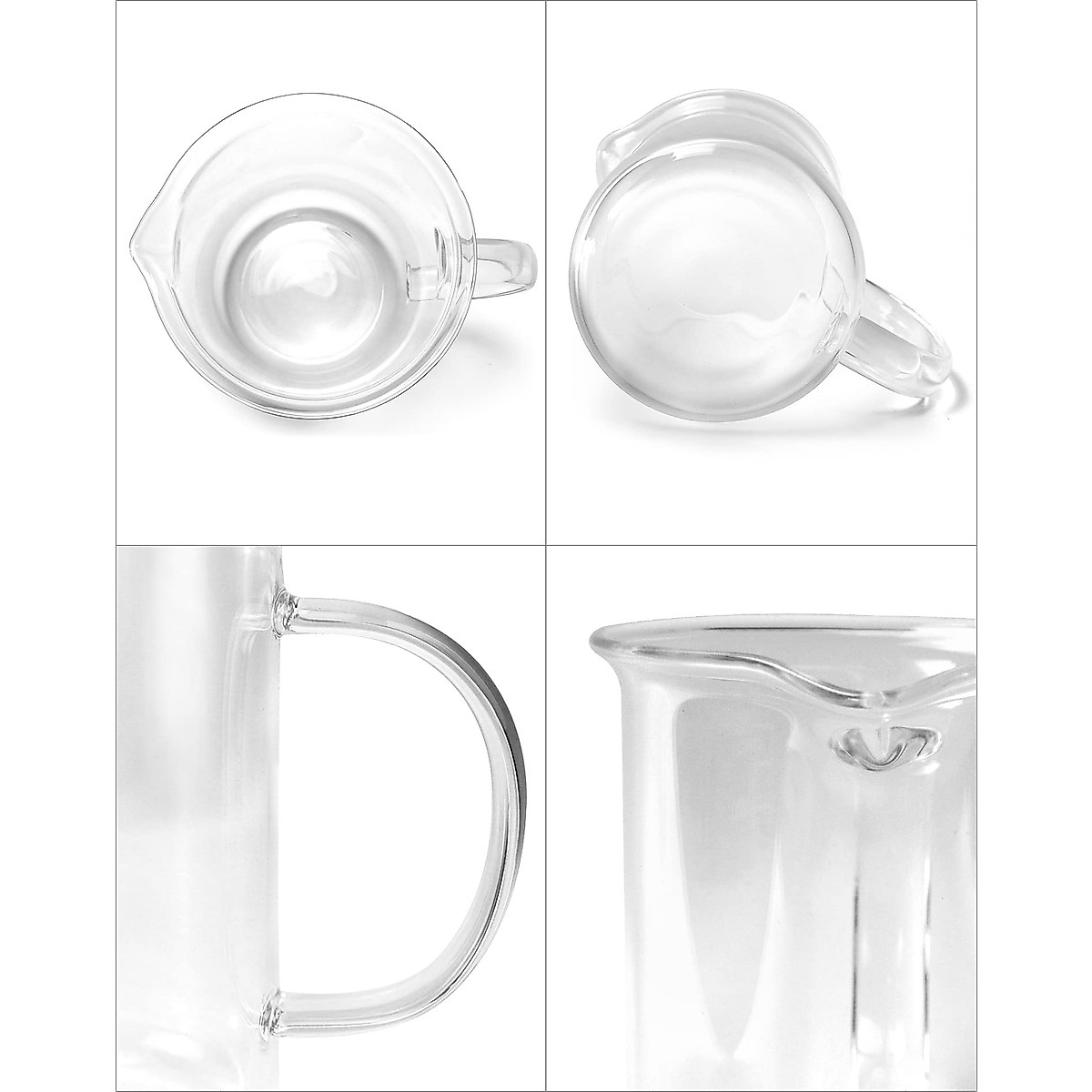 QWORK Beaker with Handle, 250ml/8.45oz, Measuring Cup, Borosilicate Glass, Beaker Mug with Pouring Spout, 2 Pack