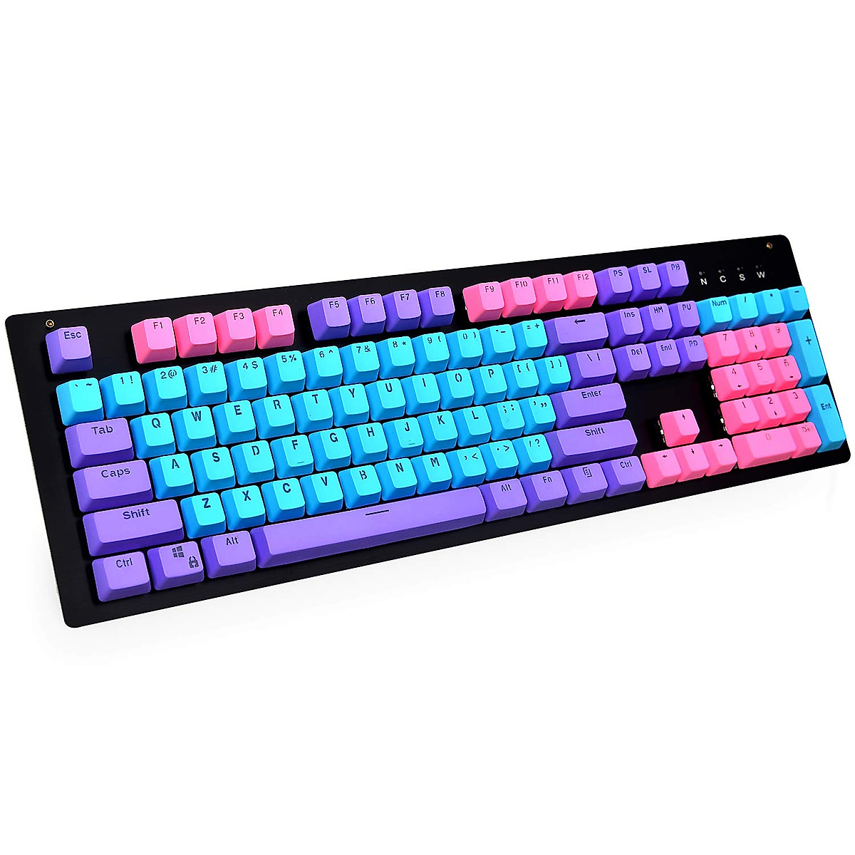Bossi 104 Keycaps Set | Backlit Keycaps for Cherry MX Gaming Keyboard with Key Puller（Purple + Blue + Pink）(Keycap Only, Keyboard NOT Included)