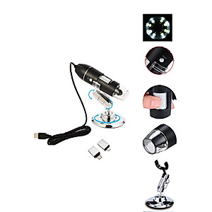 USB Digital Microscope, Handheld 50X-1600X Magnification Endoscope,8 LED Mini Video Camera for Windows 7/8/10 and Mac Linux Android