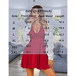 Avidlove Women Lingerie Satin Lace Nightgown Sexy Full Slips Sexy Silk Sleepwear Dress Wine Red