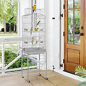 Yaheetech 64inch Height Open Top Bird Cage Metal Parrot Cage w/Detachable Rolling Stand for Medium Small Parrot Parakeet Birds