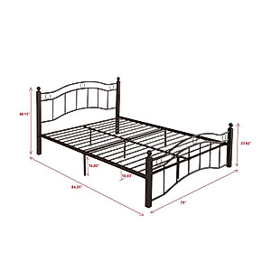FTOPBTB King Size Metal Platform Bed Frame with Victorian Rustic Style Headboard and Footboard, Ample Under-Bed Storage, Heavy Duty Steel Slat Support, No Box Spring Needed (Black, King)