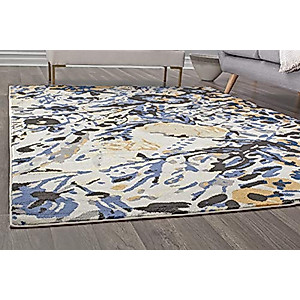 Rugs America Ivory Blue Floral Transitional Rug Blue Honey VA10A 2'0"X4'0" Area Rug