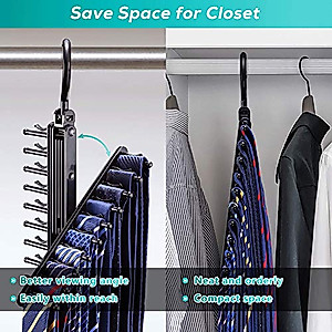 IPOW Upgraded 2 PCS See Everything Cross X 20 Tie Rack Holder,Rotate to Open/Close Tie and Belt Hanger with Non-Slip Clips,360 Degree Swivel Space Saving Organizer