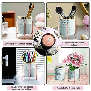 Urcura Ceramic Pencil Holder for Desk Cute Pencil Pen Holder Desk Decor Aesthetic for Office, School, Home Makeup Brush Holder Cup Marble Pen Cup Pen Organizer (Green)