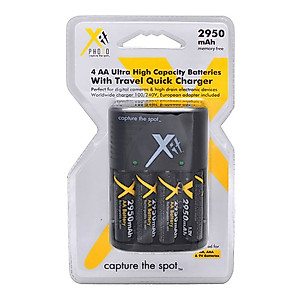 Xit XTCH2950 4 AA Rechargeable Batteries with Charger 2950mAh (Black)