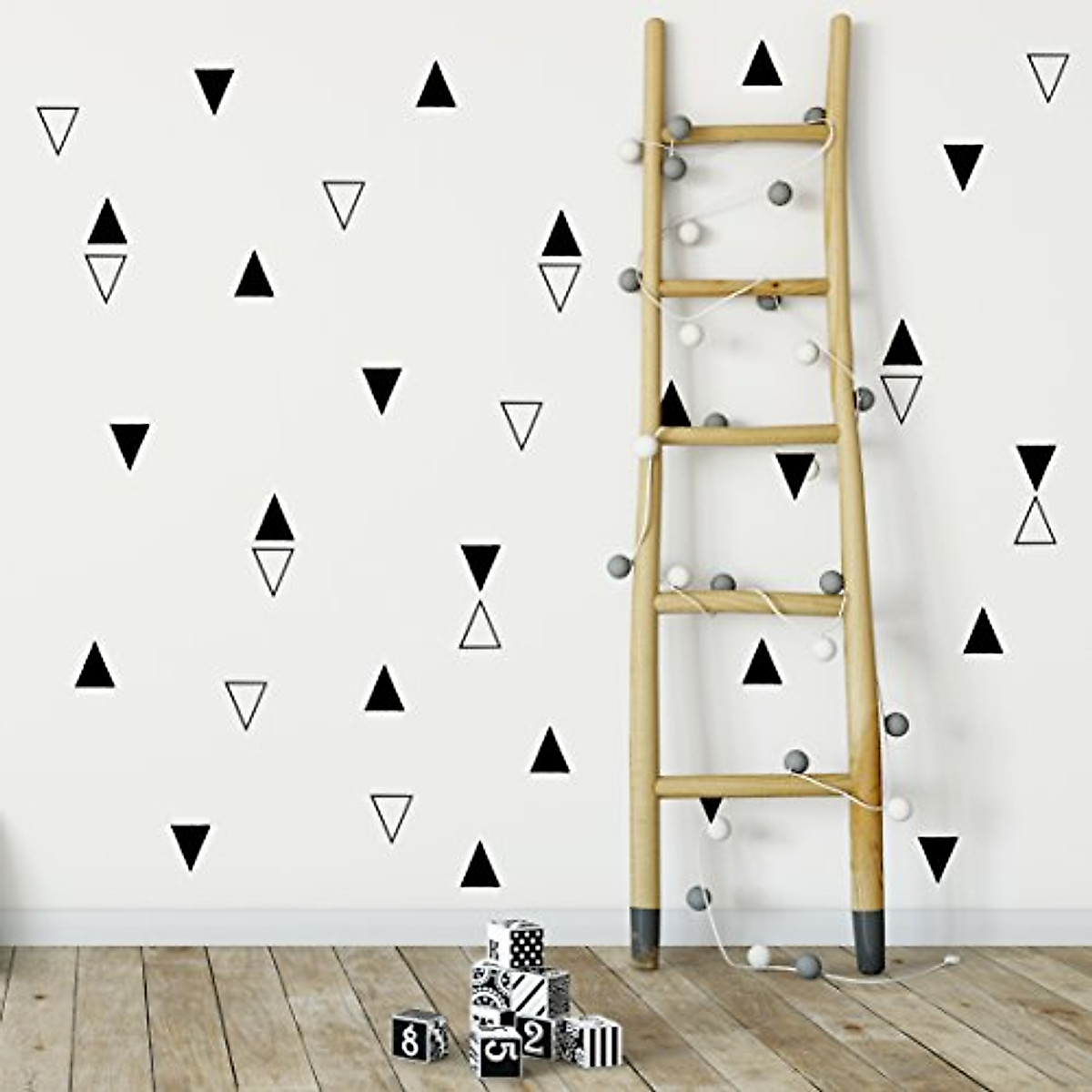 The Boho Design Tribal Triangles Wall Decals Peel and Stick for Kids, Baby Bedroom Nursery and Living Room, Vinyl Wall Stickers Decor (Black)