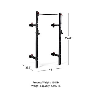 Titan Fitness X-3 Series 91in Wall Mounted Folding Power Rack, 21in Depth Space Savings Rack, Folds up to 8â€ from the Wall