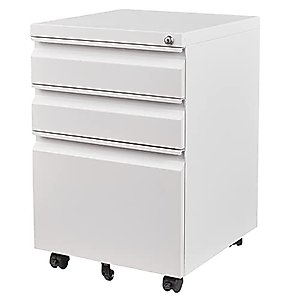 SISESOL 3 Drawer Mobile File Cabinet Under Desk Storage Drawers File Cabinets for Home Office, Office Organization File Cabinet with Lock Metal Filing Cabinet for Legal/Letter/a4 File with Slim Width