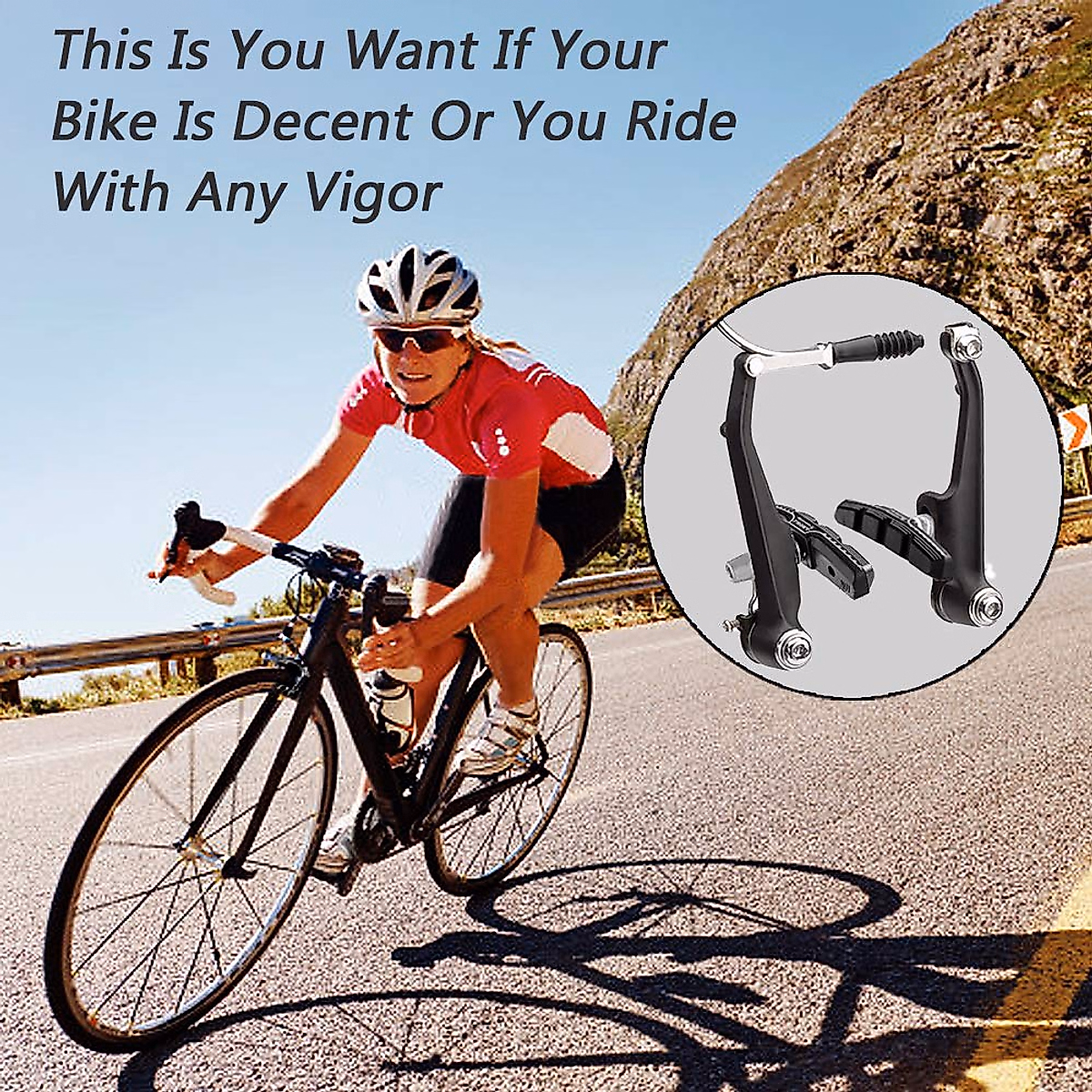 Hapleby 4PCS Premium Bike Brake Pads, Professional Mountain Bicycle V-Brake Pads, Bike Brake Blocks Kit, for Free Hex Wrench