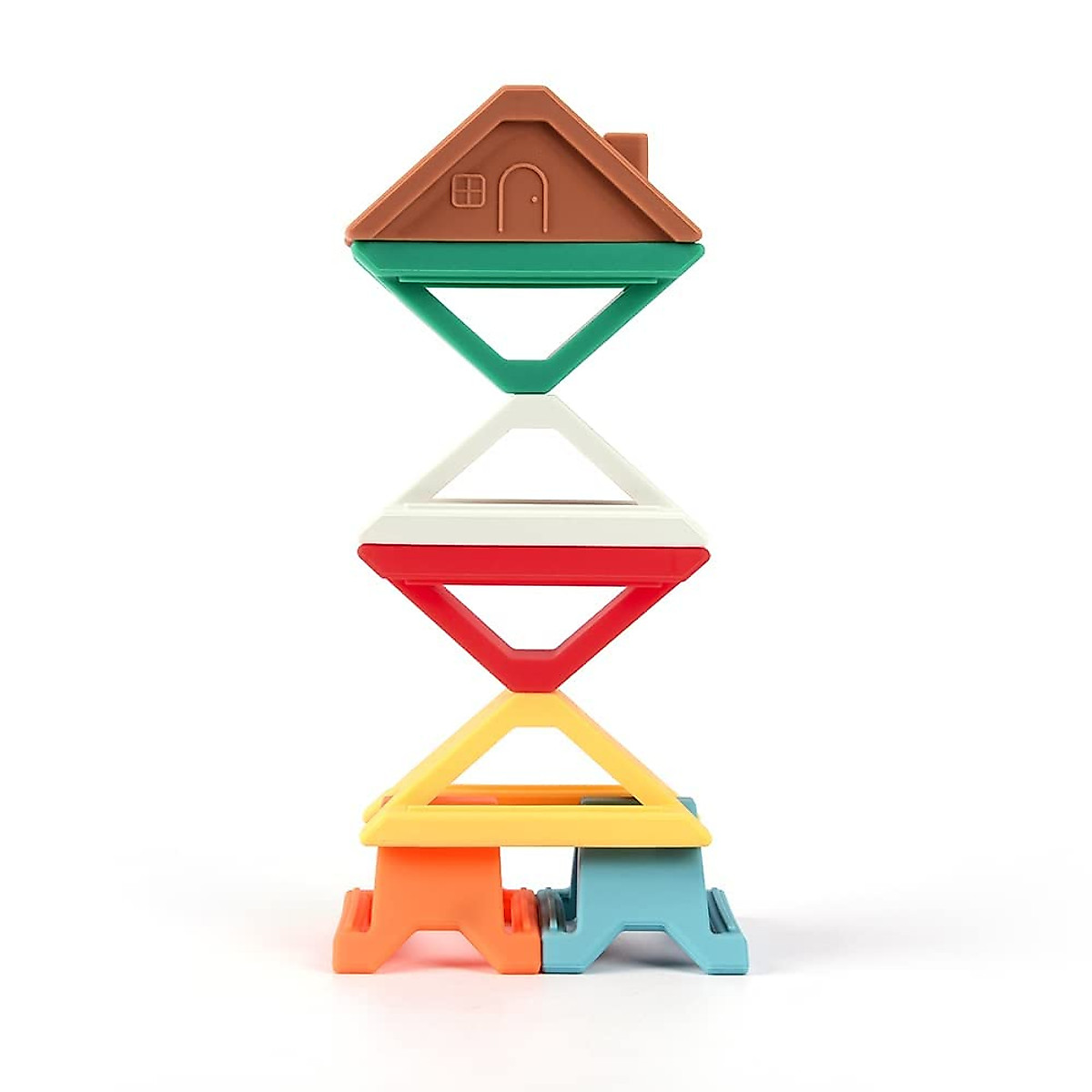 lofca Silicone Building Block Baby Educational Montessori Toy Toddler Stacking Sets House 7 Pieces