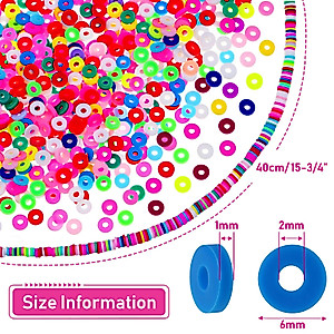 12 Strands Clay Beads for Jewelry Making, Caffox 4560pcs 6mm Flat Round Beads, Polymer Clay Disc Beads Flat Vinyl Beads for Bracelets Earrings and Necklaces
