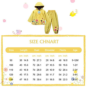 LZH Girl Baby Kid Waterproof Hooded Coat Jacket Outwear Suit Raincoat Hoodies with Pants Yellow 3T(For Age 2-3Y)