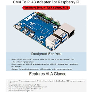 Compute Module 4 to Raspberry Pi 4B Adapter, Based on Compute Module 4 to Reproduce Original Appearance of Pi 4, Alternative for Raspberry Pi 4B,Compatible with Pi 4B Series Hats
