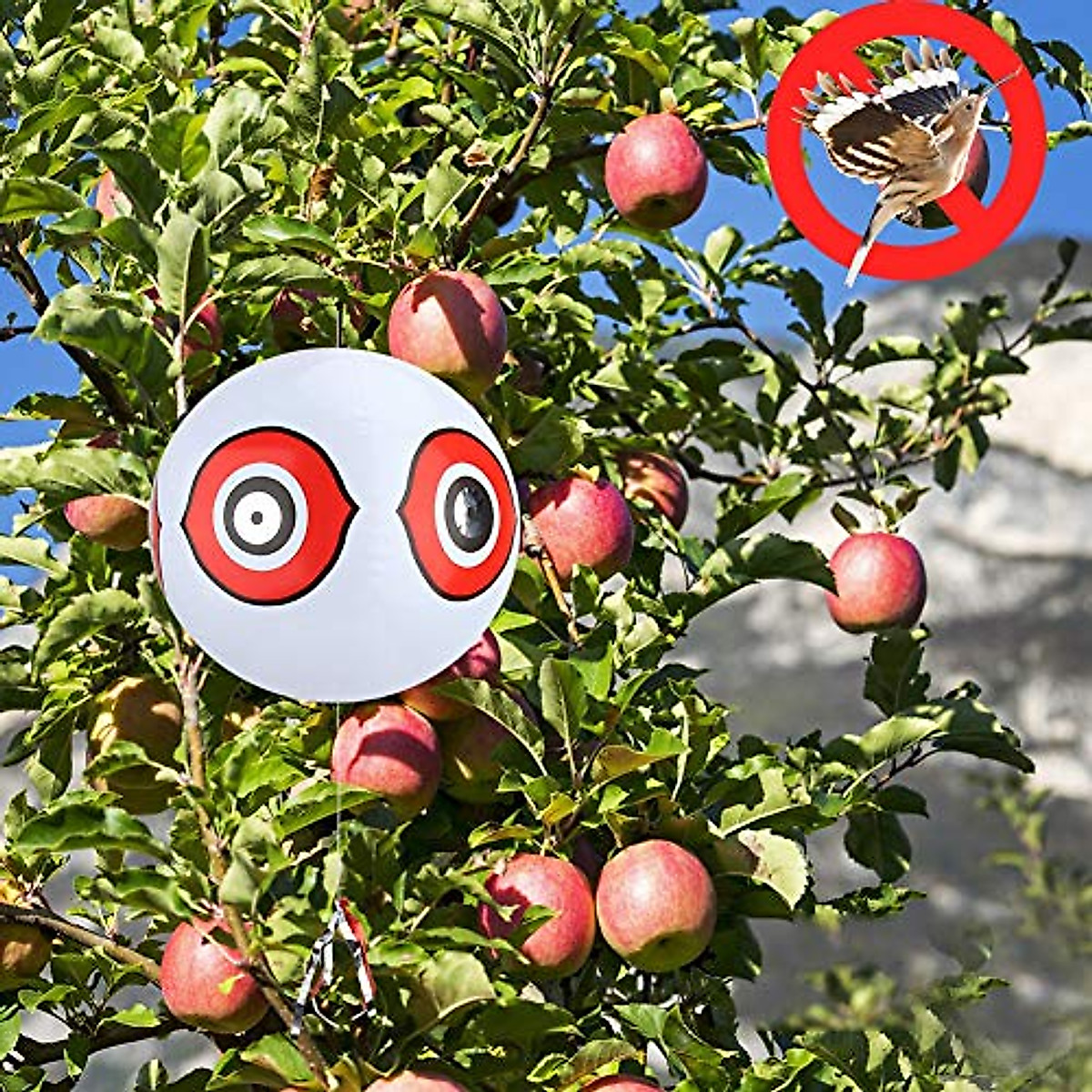 Fdit Bird Predator Eyes,Terror-Eyes Inflatable Bird Scare Balloon Bird Repelling Predator Eye Balloon Bird Repelling Balloon(White)