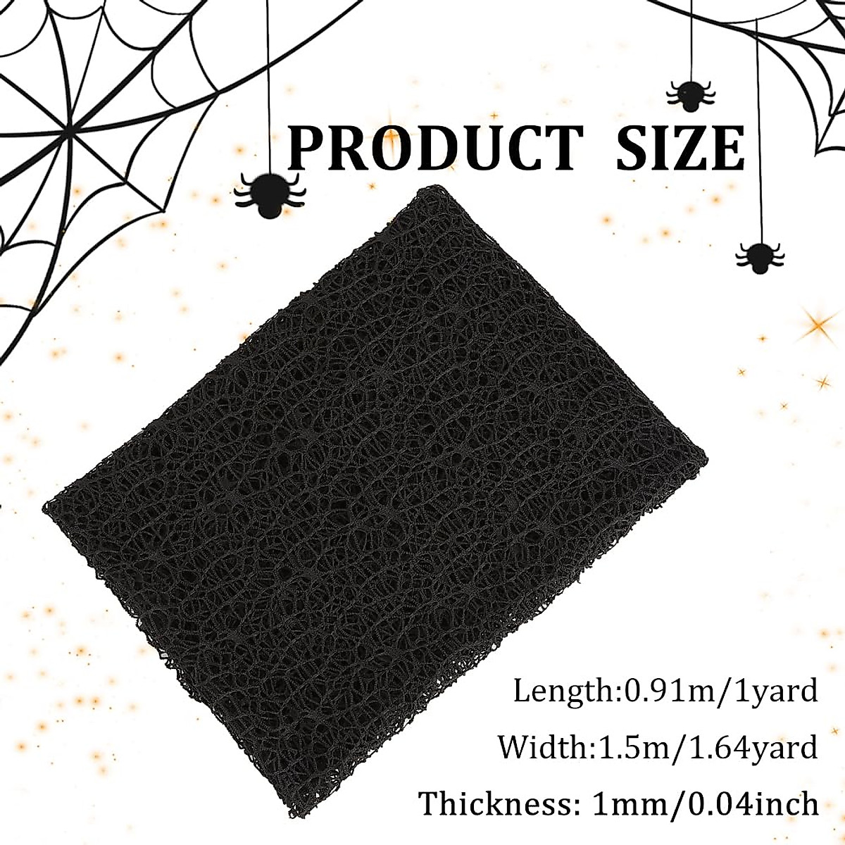 FINGERINSPIRE 1x1.7 Yard Black Spider Web Fabric Halloween Fabric Spider Mesh Polyester Decorative Fabric Garment Accessories for Upholstery Tablecloth Halloween Birthday Party Clothes Decoration