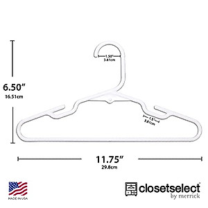30 Pk Kids Plastic Hangers Made in USA, for Children, Infant, Baby Clothes, White