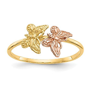 IceCarats 14K Two Tone Gold Butterfly Ring Size 7