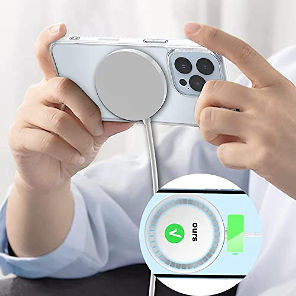 Universal Magnetic Ring, Magnetic Wireless Charging Conversion Kit,Magnetic Wireless Charger Universal Metal Rings Compatible with iPhone 13/13 Pro/13 mini/13 Pro Max/12, Galaxy S21 etc(Black - 2pcs)