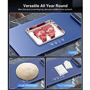 Electric Warming Tray - Full Surface Heating,Rollable & Portable - 3 Temperature Settings & Fast Heating，Food Warmer Rolling Silicone Mat for Gatherings,Parties, Buffet,Everyday Use (Blue)