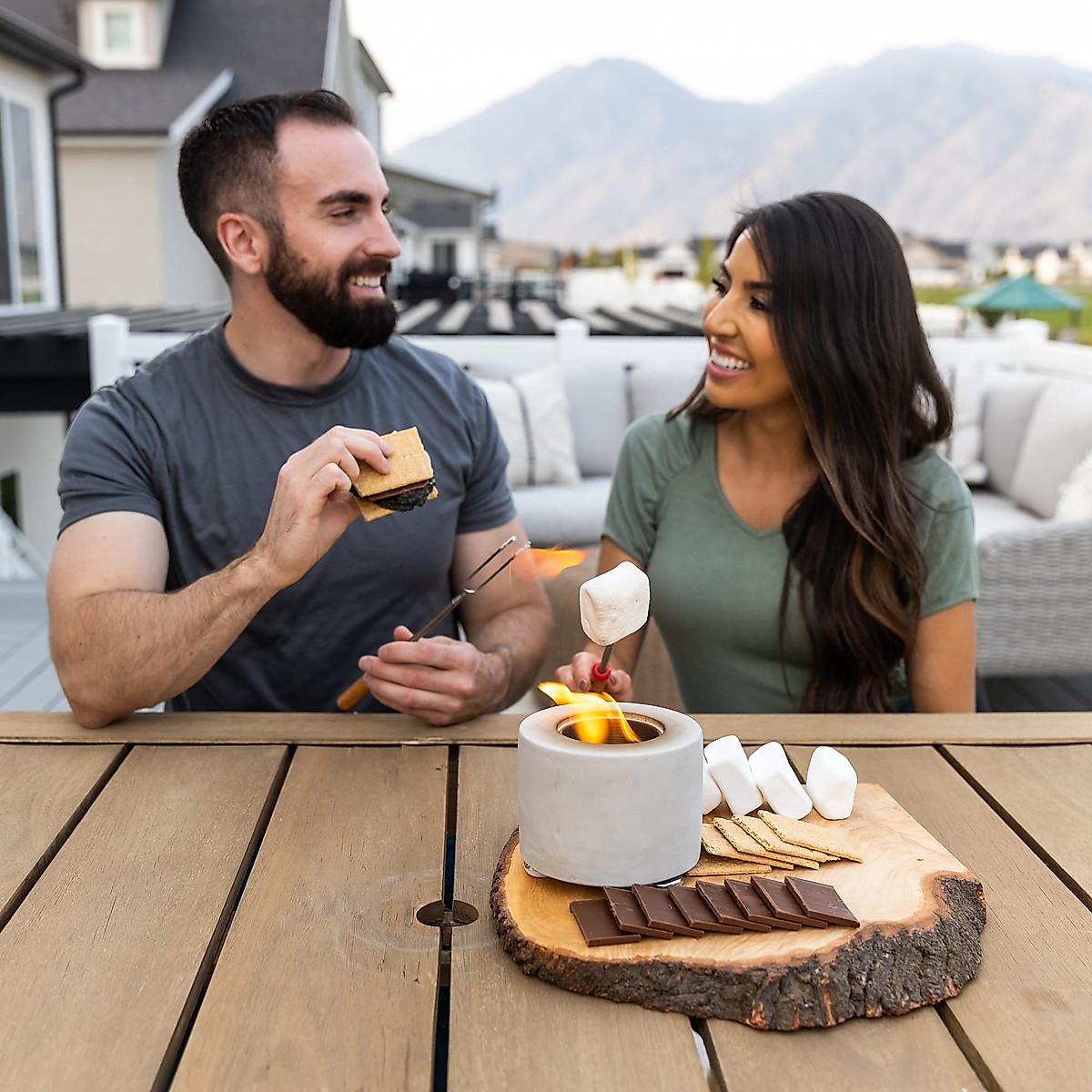 Napoli Tabletop Fire Pit. Indoor Fire Pit and Balcony Decor. 5" Table Top Fire Pit Bowl, Rubbing Alcohol Fueled Concrete Firepit. Mini Fire Pit, Tabletop Fireplace, Smores Maker, Portable Fire Bowls …